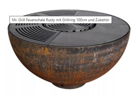 Occ. Mr. Grill Feuerschale Rusty mit Grillring 100cm und Zub (Gebraucht ...
