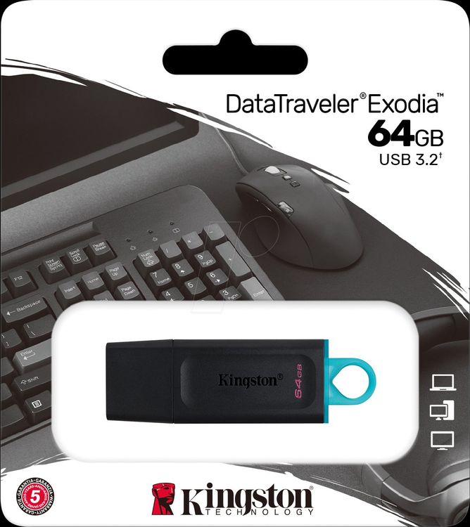Kingston USB-Stick, 64 GB USB3.2 Gen 1 DataTraveler Exodia (Neu und ...