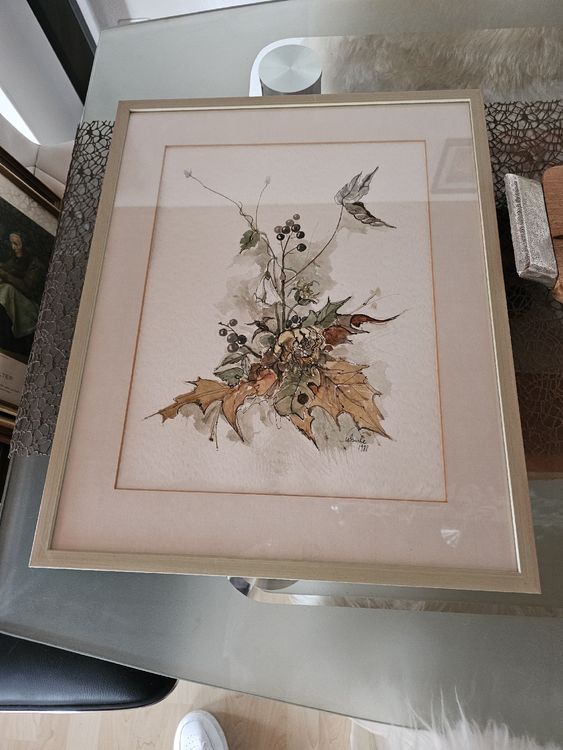 Aquarell Herbstblätter gerahmt signiert🍂🍁 (Gebraucht) in Fahrwangen für CHF 25 – nur Abholung ...