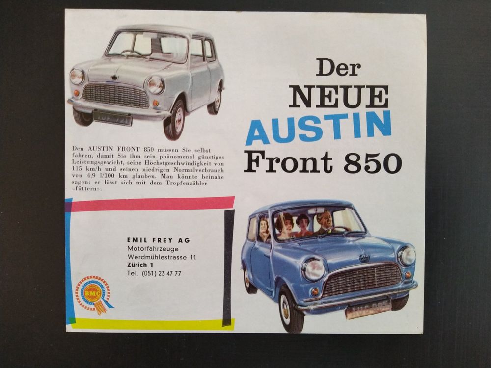 Original Prospekt AUSTIN Mini 850 Front ca. 1959 oder 1960 (Gebraucht ...