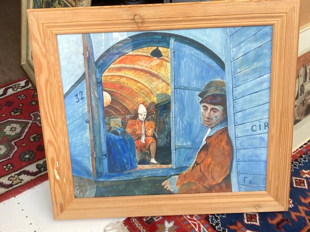 (rg) CALAME Gemälde Zirkuswagen Clown sign | Kaufen auf Ricardo