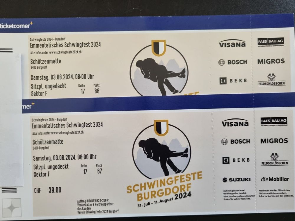 Emmentalische Schwingfest in Burgdorf vom Samstag, 03.08.24 (Neu (gemäss Beschreibung)) in ...