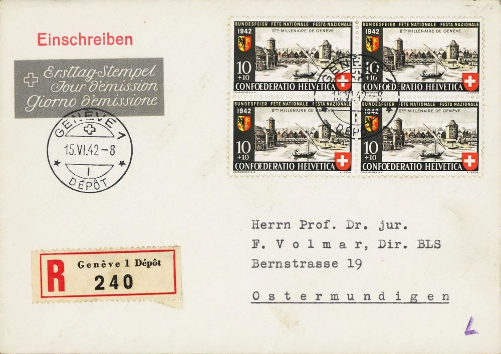 FDC 1942 mit 10 Rp. Viererblock | Kaufen auf Ricardo