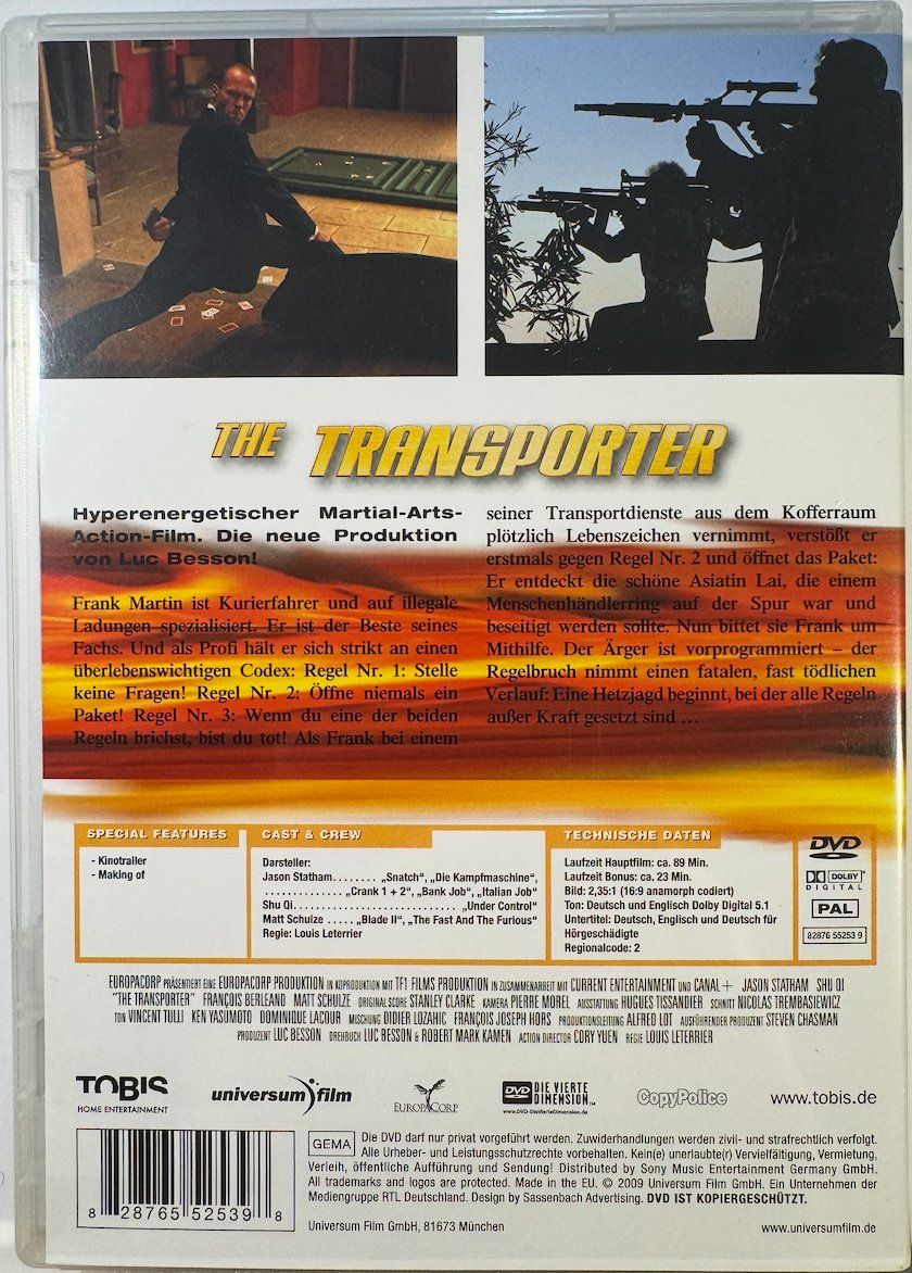 DVD TRANSPORTER JASON STATHAM REGELN SIND DA UM GEBROCHEN (Gebraucht ...