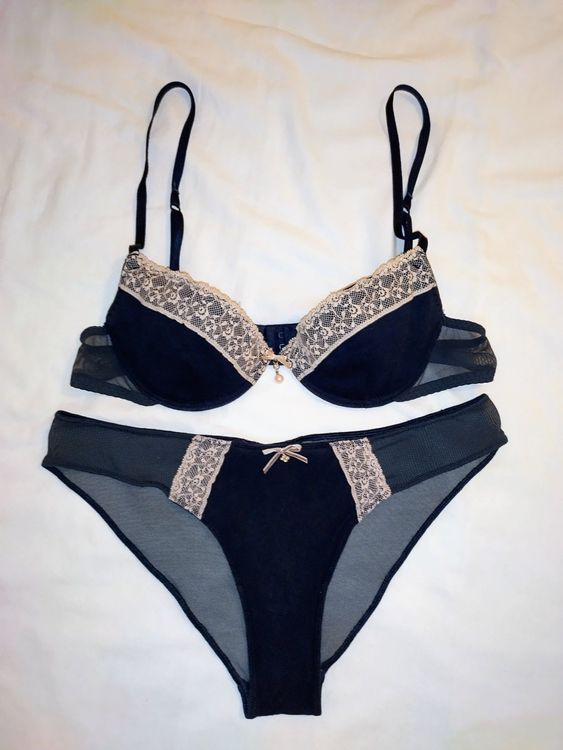 Intimissimi Set, Blau mit Spitze, BH 75A, Slip S | Kaufen auf Ricardo