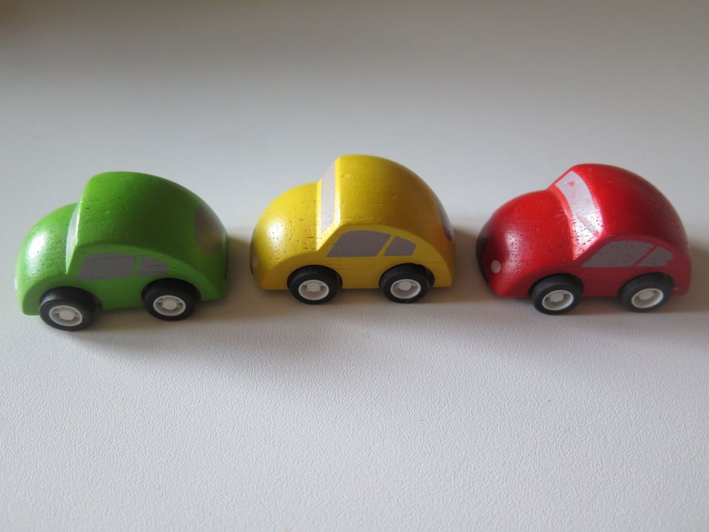 3 Plan-City Autos Holz / rot gelb grün / schöner Zustand (Gebraucht) in ...