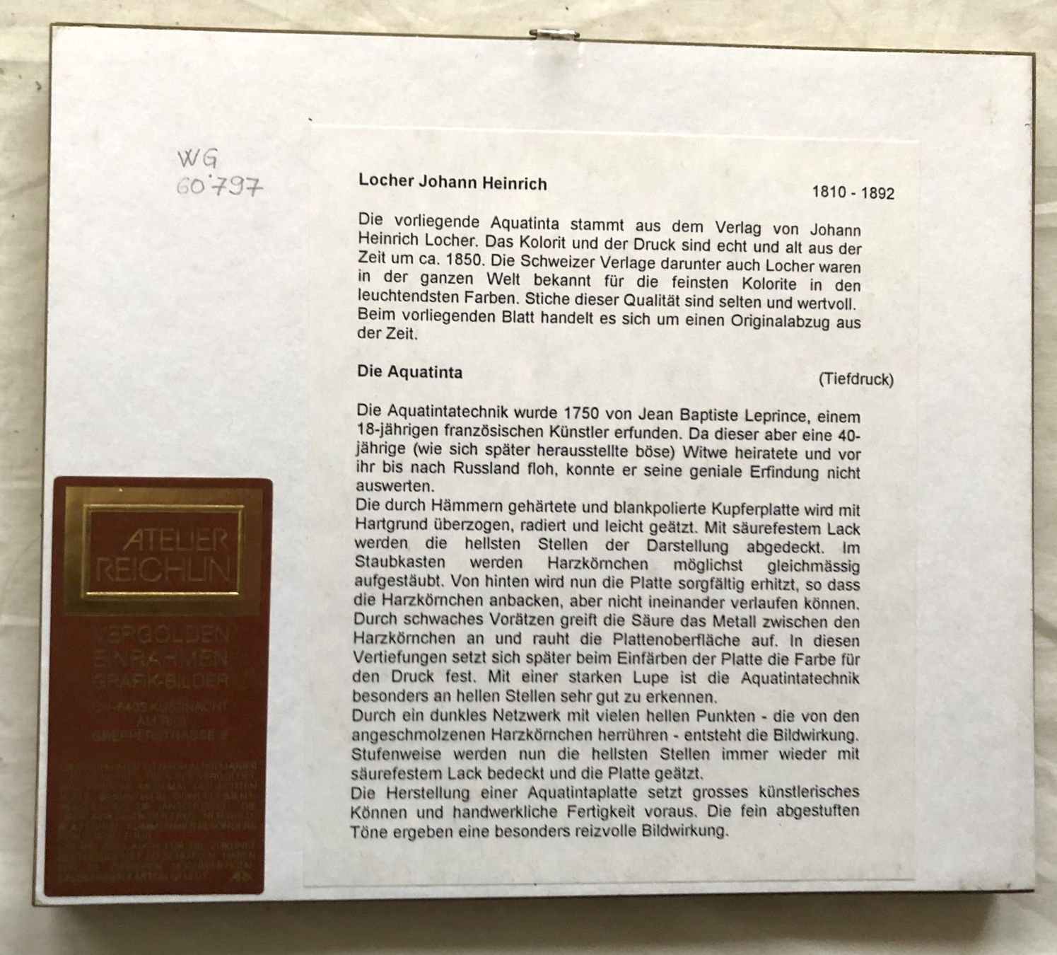 Johann Heinrich Locher - Orig. Aquatinta um 1850 - "Luzern" (Gebraucht ...