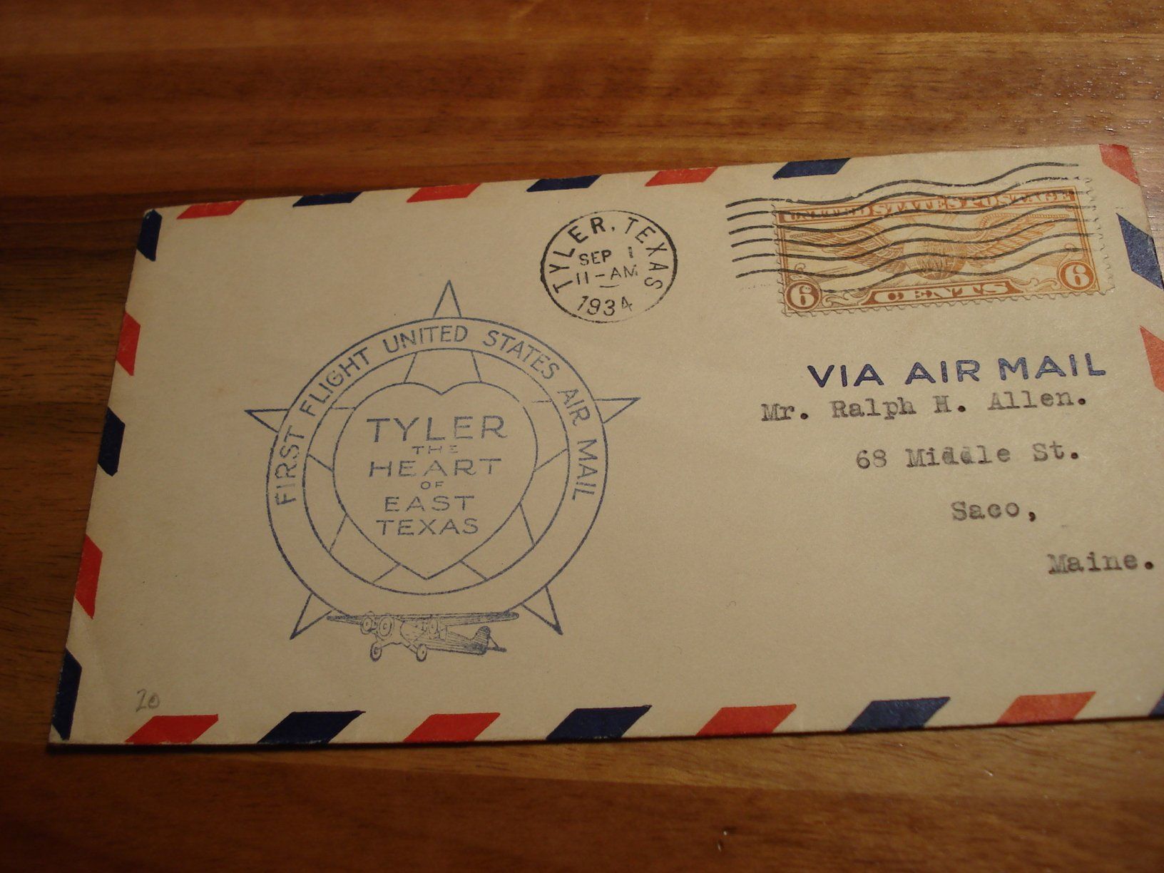 USA 1934, Brief First Flight Tyler the Heart of East Texas (Gebraucht ...