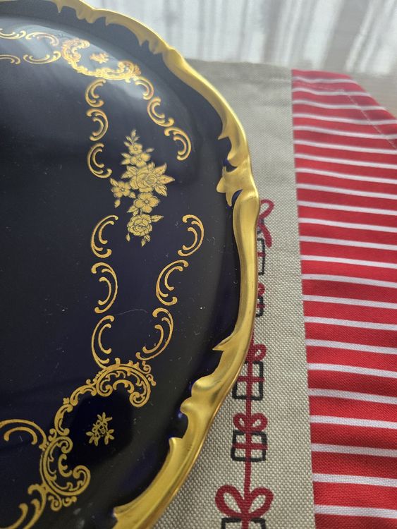 Porzellanplatte echt Kobalt Goldrand (Gebraucht) in Thal für CHF 35 ...