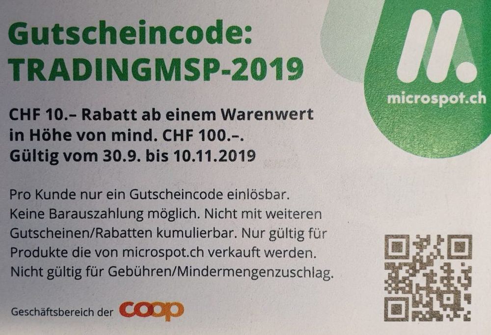 microspot.ch Gutschein Rabatt CHF 10.00 | Kaufen auf Ricardo