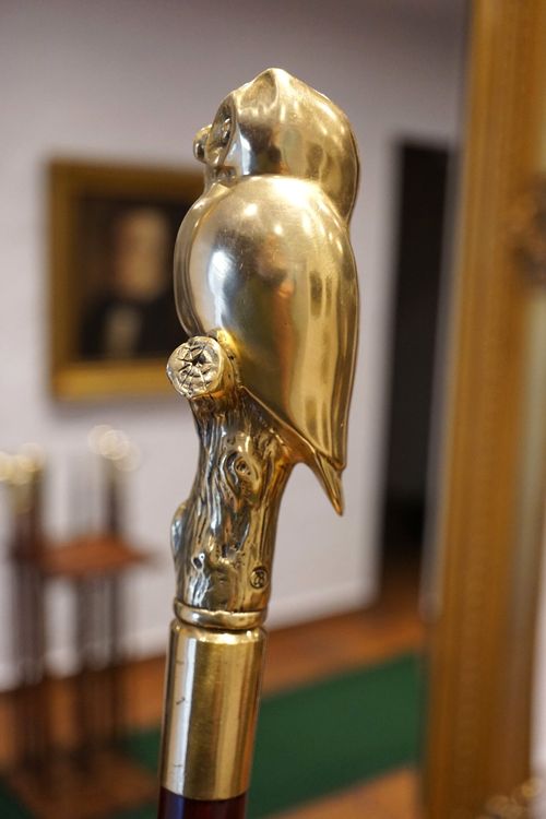 IMPOSANTER GEHSTOCK EULE AUS BRONZE SKULPTUR FIGUR | Kaufen auf Ricardo