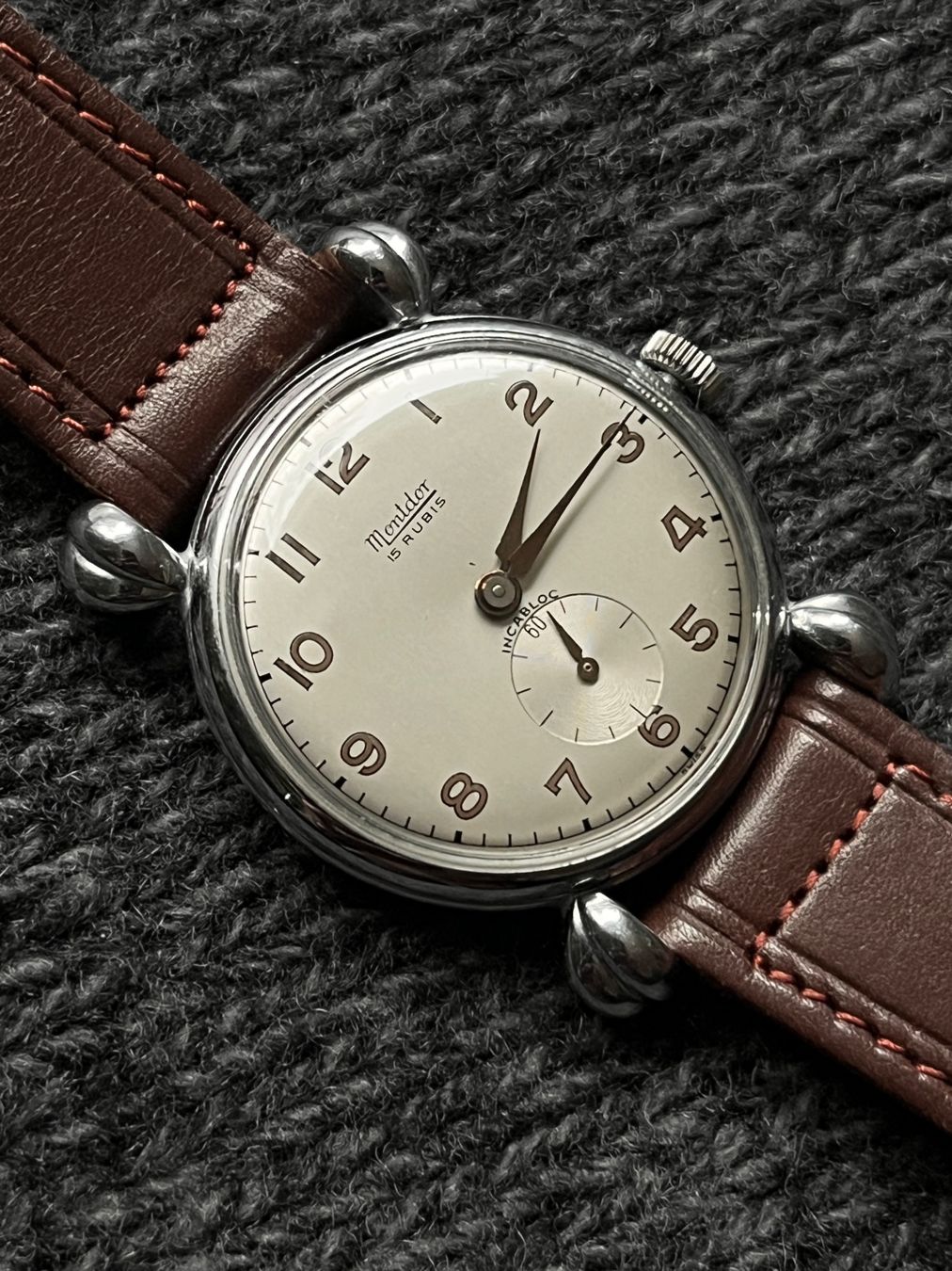 MONTDOR Uhr mechanisch Handaufzug vintage c. 1950 fancy lugs (Gebraucht ...