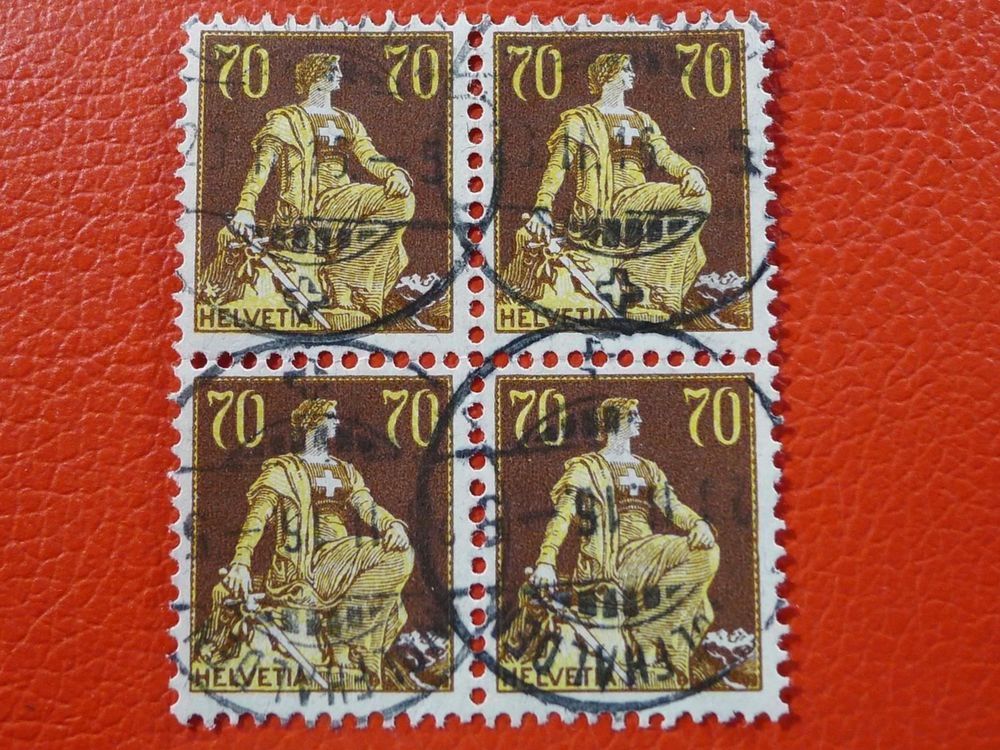 1908: Nr.114 im Viererblock von WOLFHALDEN, Kat: 180.- (Gebraucht) in Sursee für CHF 20 – mit ...