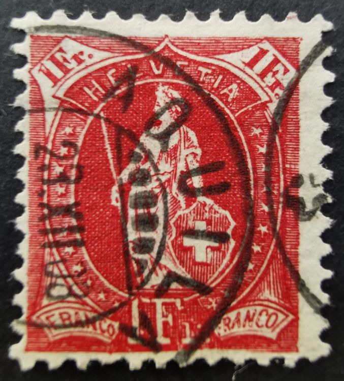 TR99 Timbre Suisse Debout Oblitère 1 fr 1908 (Gebraucht) in Cousset für CHF 0.65 – mit Lieferung ...