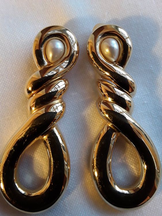 Vintage luxuriöse Ohrclips Gold/Perle 80er Jahre | Kaufen auf Ricardo