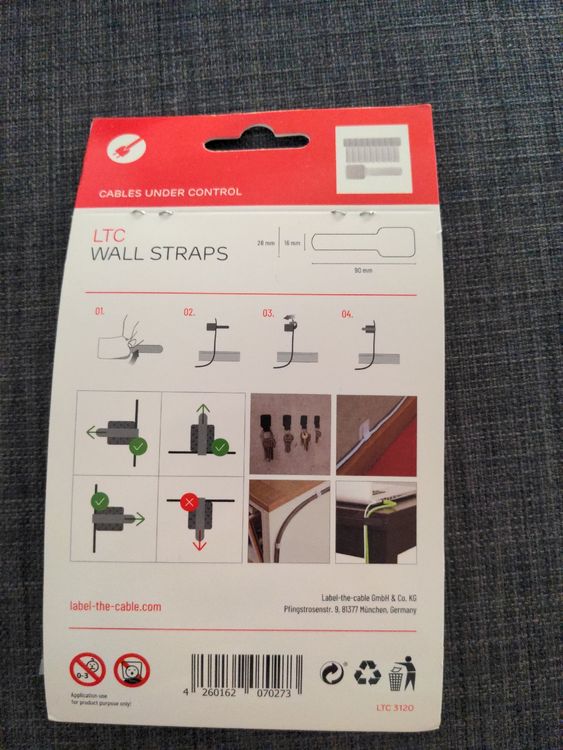 LTC Wall Straps - 10 pack - self adhesive cable tidy! (Neu und ...