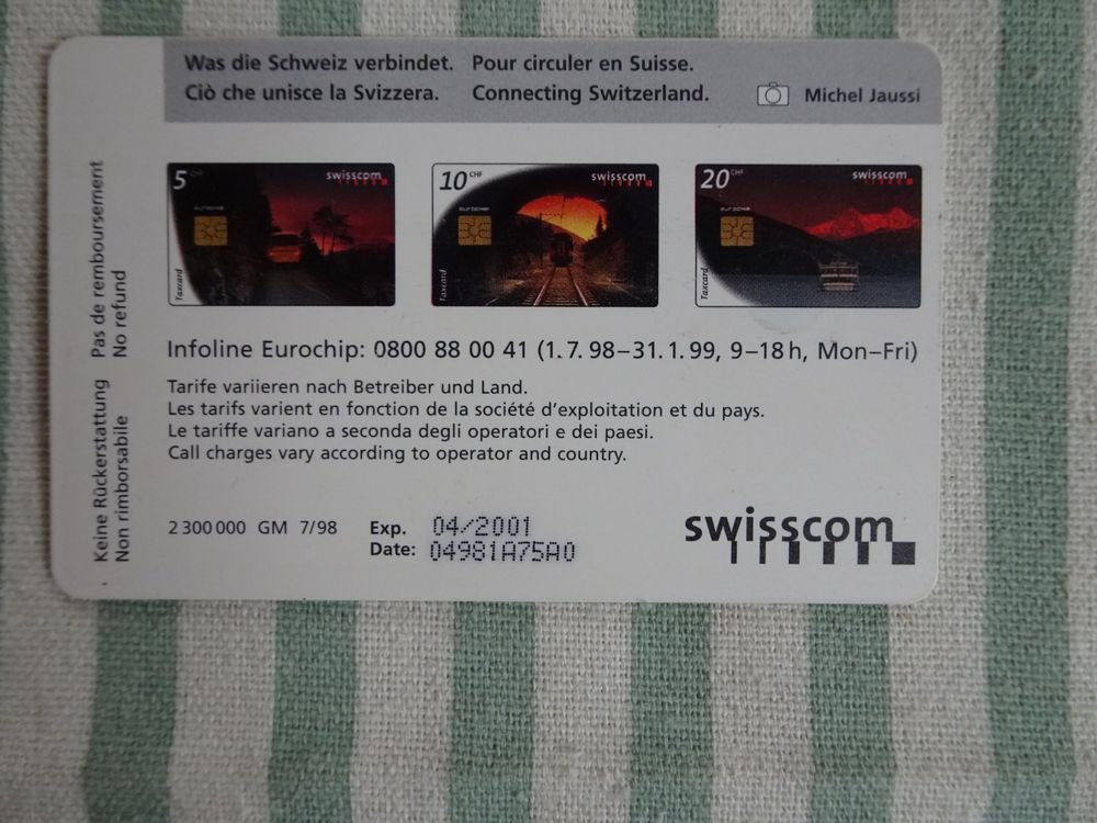 Swisscom Taxcard - Fr. 10.- - Was die Schw. verbindet - M291 (Gebraucht ...