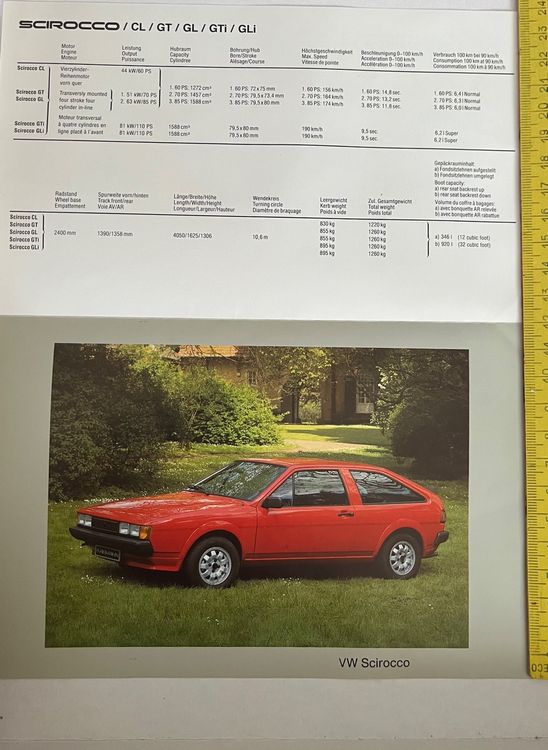VW CIROCCO / CL / GT / GL / GTi / GLi/ Broschüre (Gebraucht) in Wabern ...