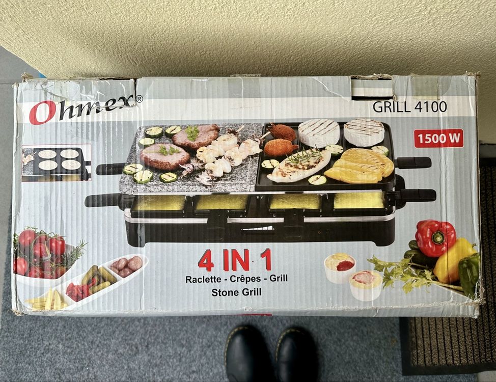 NEUER 4in1 Raclette-Grill-Crepes-SteinGrill (Neu (gemäss Beschreibung ...