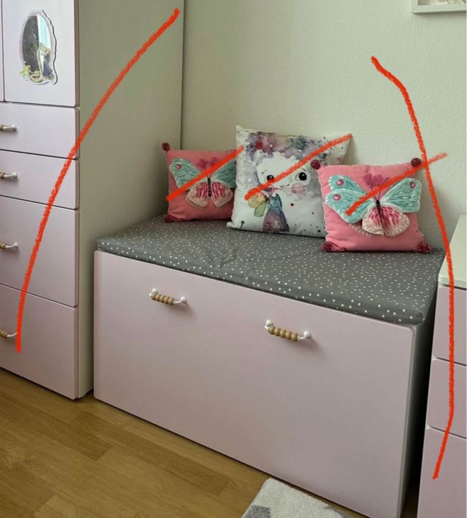 Pink Storage Bench with Cushion, Ikea SMASTAD, perfect cond. (Neu ...