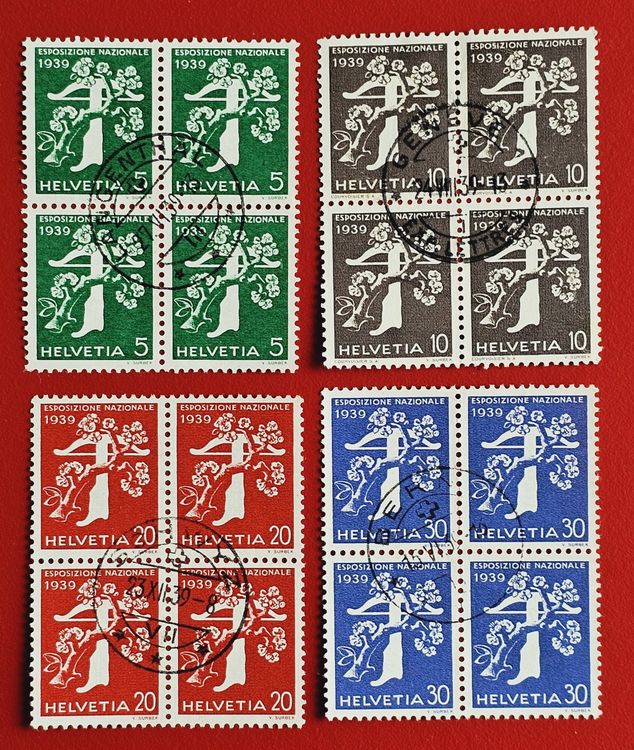 LANDI 1939 VIERERBLOCK IT 236 - 239 LANGENTHAL SCHWYZ GENEVE (Gebraucht) in Düdingen für CHF 17 ...
