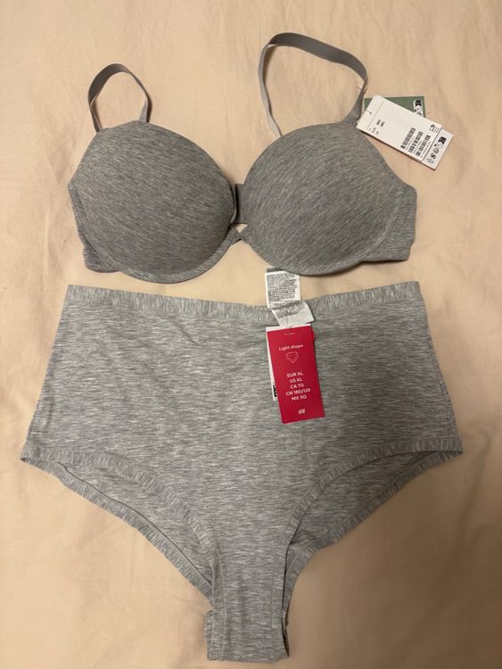 Graues H&M Set, BH 85C & Slip XL, Neu mit Etikett (Neu und ...
