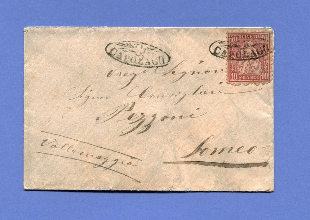 Vallemaggia TI: Brief mit Strahlenstempel CAPOLAGO (Gebraucht) in ...
