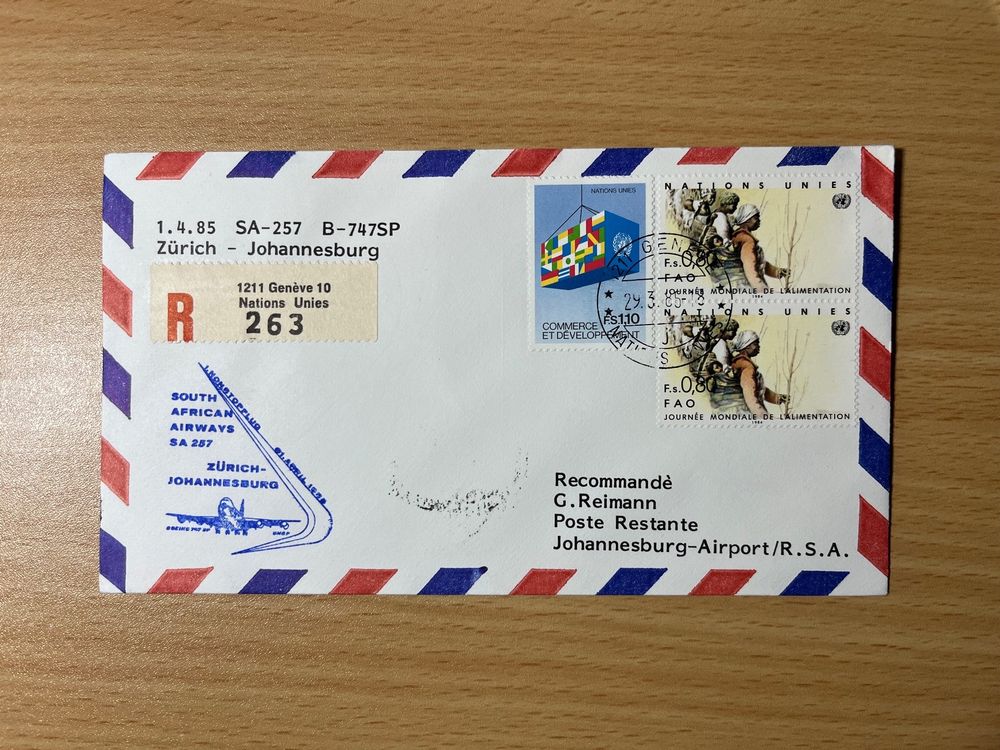 SAA Erstflug Zürich-Johannesburg ab UNO 1985 | Kaufen auf Ricardo