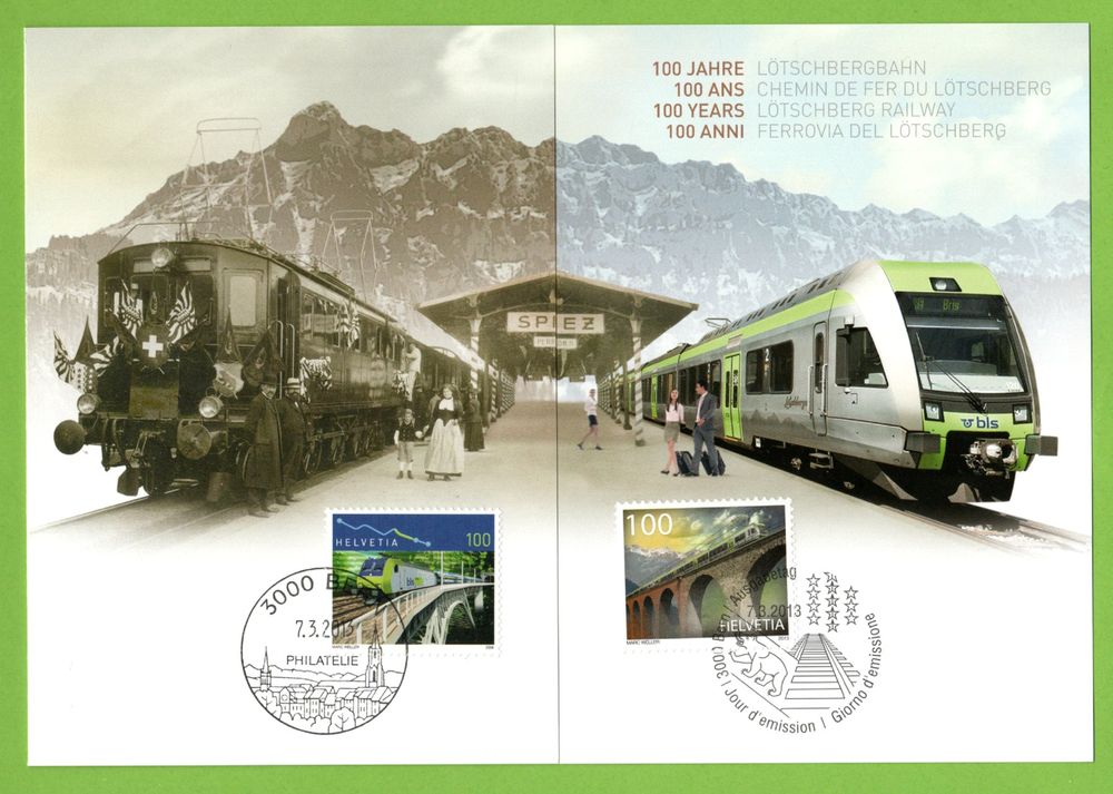 2013 - 100 Jahre Lötschbergbahn Combifolder Nr. 12 SBK 30.-- (Gebraucht) in Stein am Rhein für ...