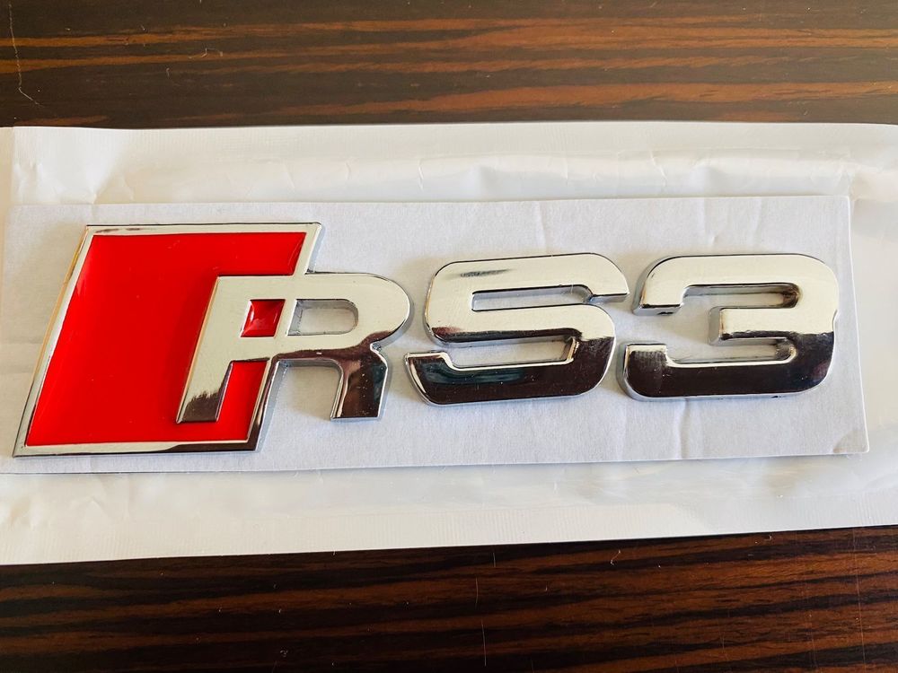 Audi RS3 Emblem, Schriftzug, Logo NEU in Rot/Chrom (Neu und ...