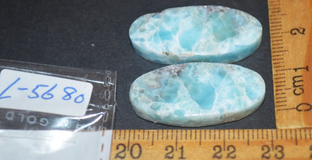 Anhänger Set gelocht L-5680 – 1 Paar Larimar 49,05 Karat (Neu und originalverpackt) in Goldiwil ...