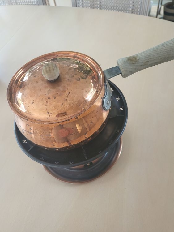 Caquelon vintage en cuivre avec réchaud | Kaufen auf Ricardo