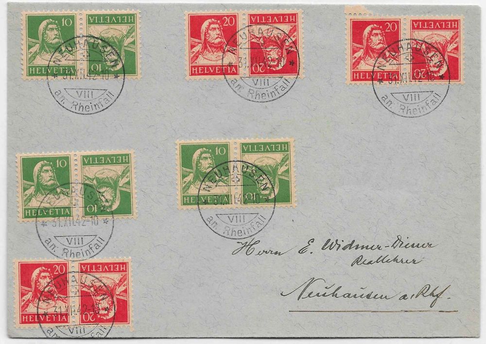 1942: Brief mit 6 Kehrdrucke Nr.K18 (3x) / K20 (3x) (Gebraucht) in Walperswil für CHF 13 – mit ...