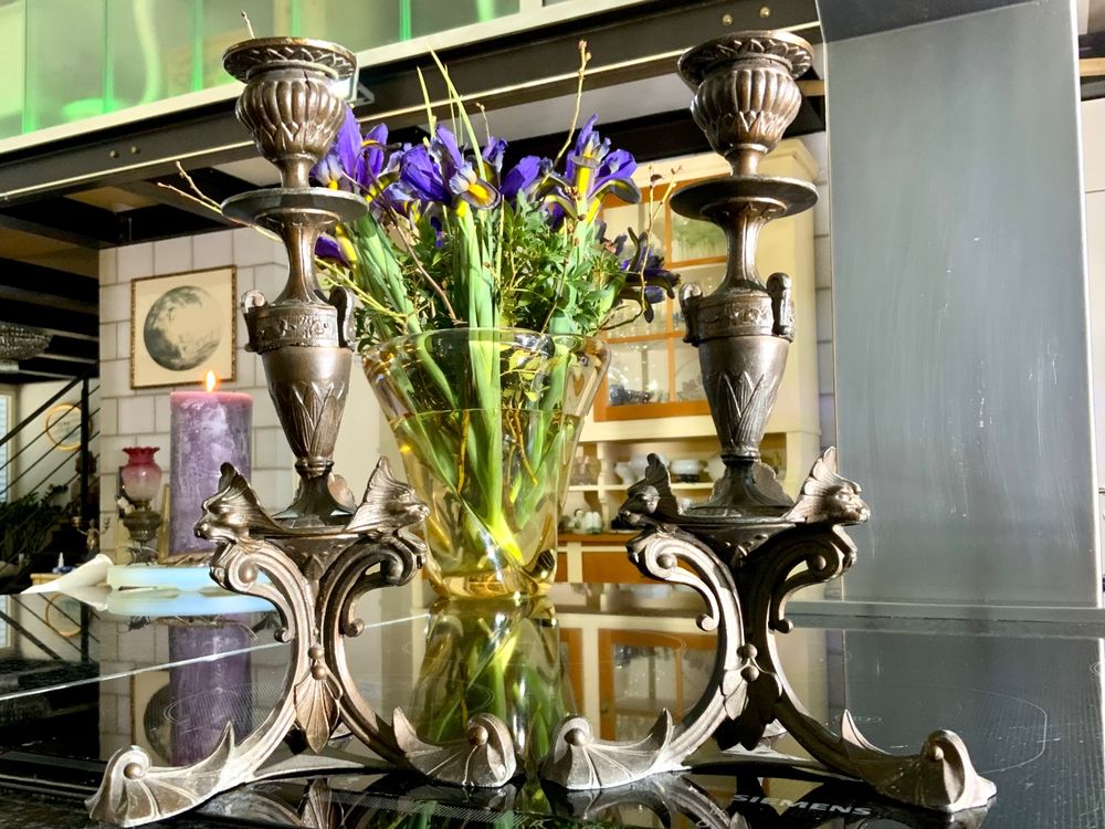 JUGENDSTIL 2 KERZENHALTER ZINKGUSS FRANKREICH UM 1900 (Gebraucht) in Biglen für CHF 31 – mit ...