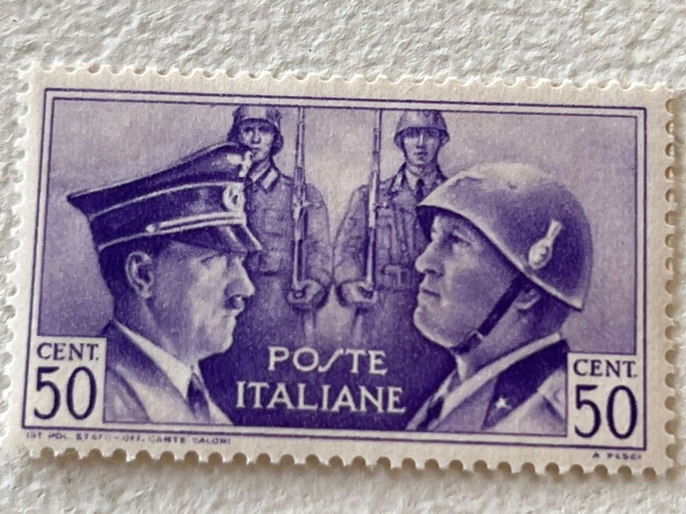 Poste Italiane Briefmarke mit Mussolini und Hitler (Gebraucht) in ...
