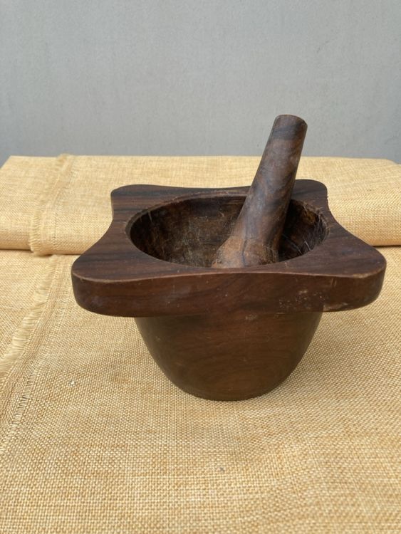 Mortier et pilon en bois exotique, cuisine naturelle (D'occasion) à ...