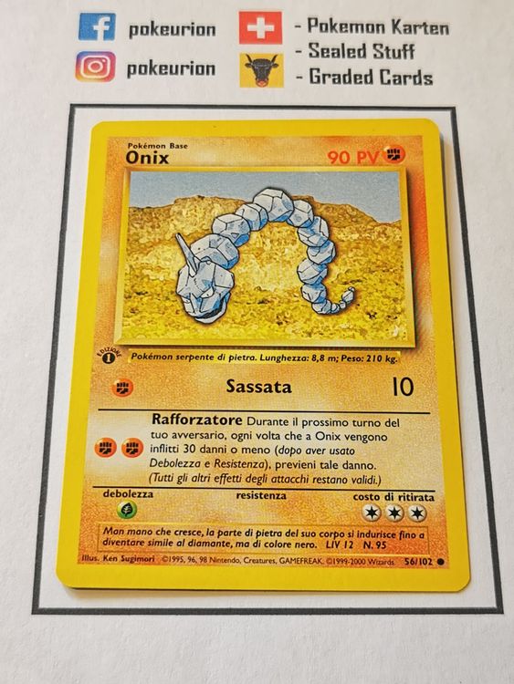 Pokemon 1.Edition Onix IT 56/102 *MINT* | Kaufen auf Ricardo