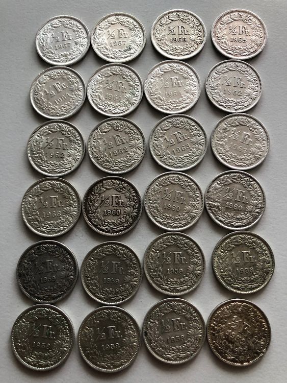 Lot mit 24 Stk. 50 Rp. 1952 - 1967 | Kaufen auf Ricardo