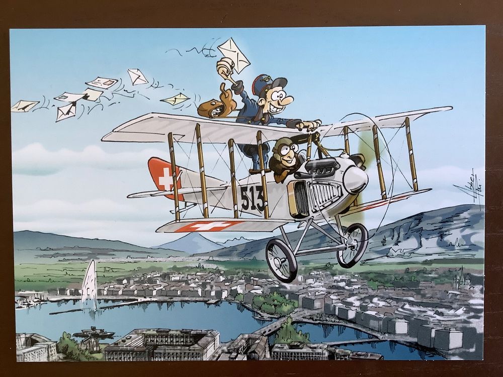 AK Genève aviation avion Häfeli 2009 humour Ph. Abbet | Kaufen auf Ricardo