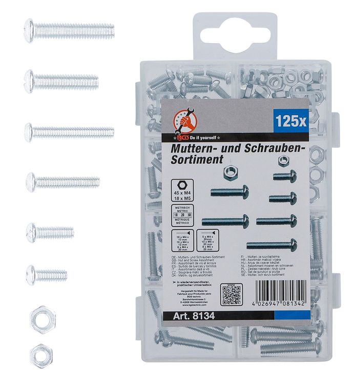Muttern- und Schrauben-Sortiment, M4 / M5, 126-tlg. (Neu und originalverpackt) in Dietikon für ...