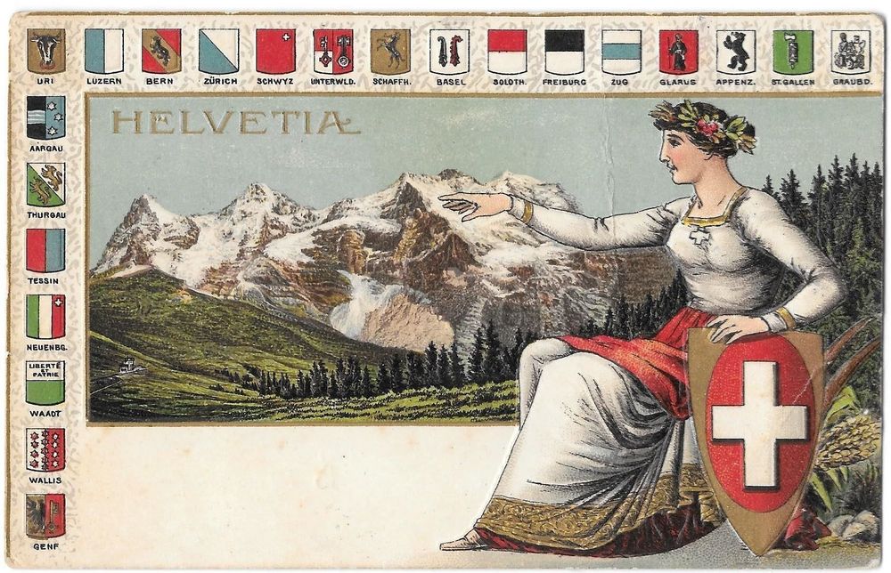 Helvetia mit Kantonswappen Prägekarte Feldpoststempel (Gebraucht) in ...