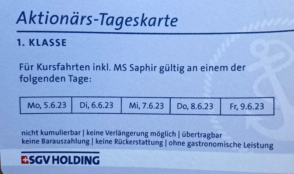 Gutschein / Tageskarte Schifffahrt Vierwaldstättersee SGV (Gebraucht ...