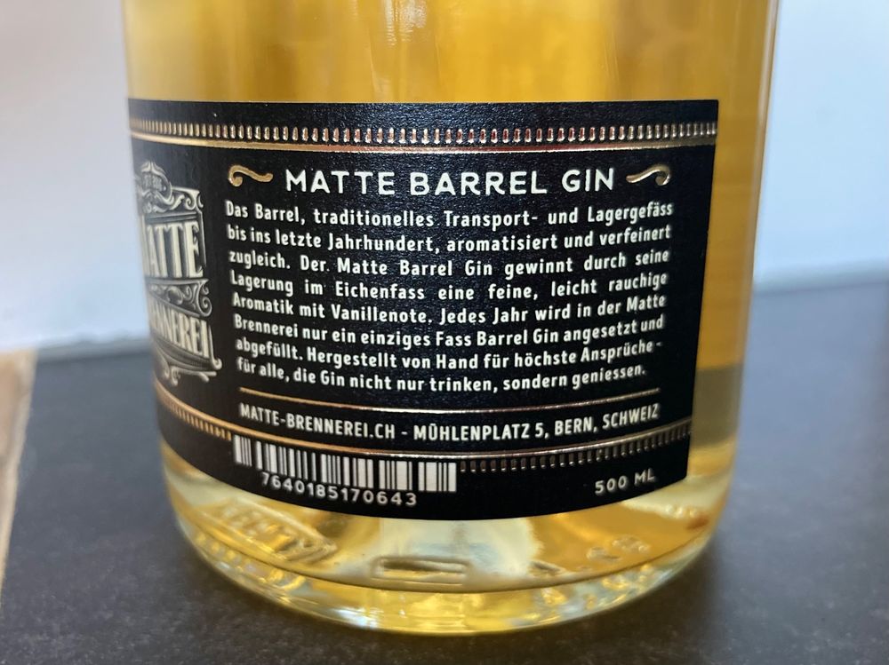 Matte Barrel Gin - Limited Edition 2020 - 500ml - 47% Vol. (Neu und ...