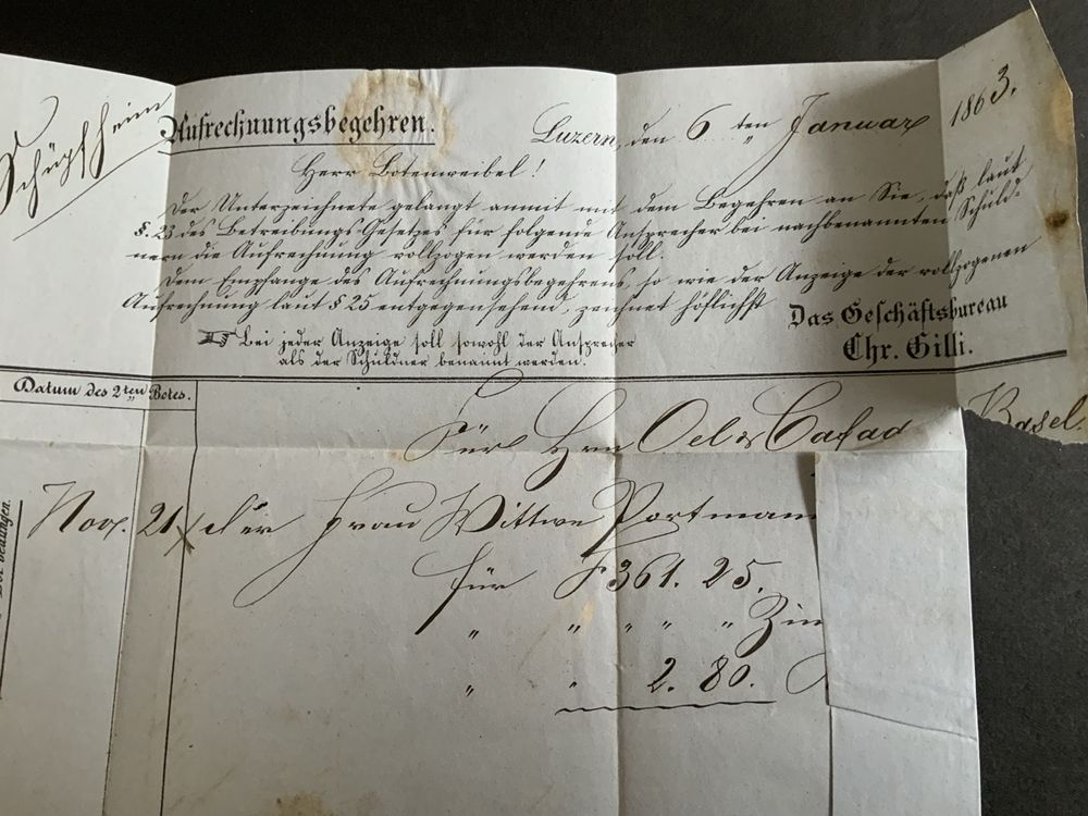 Antiker Brief aus Luzern, 1863 mit 20 Rappen Briefmarke! (Gebraucht) in ...
