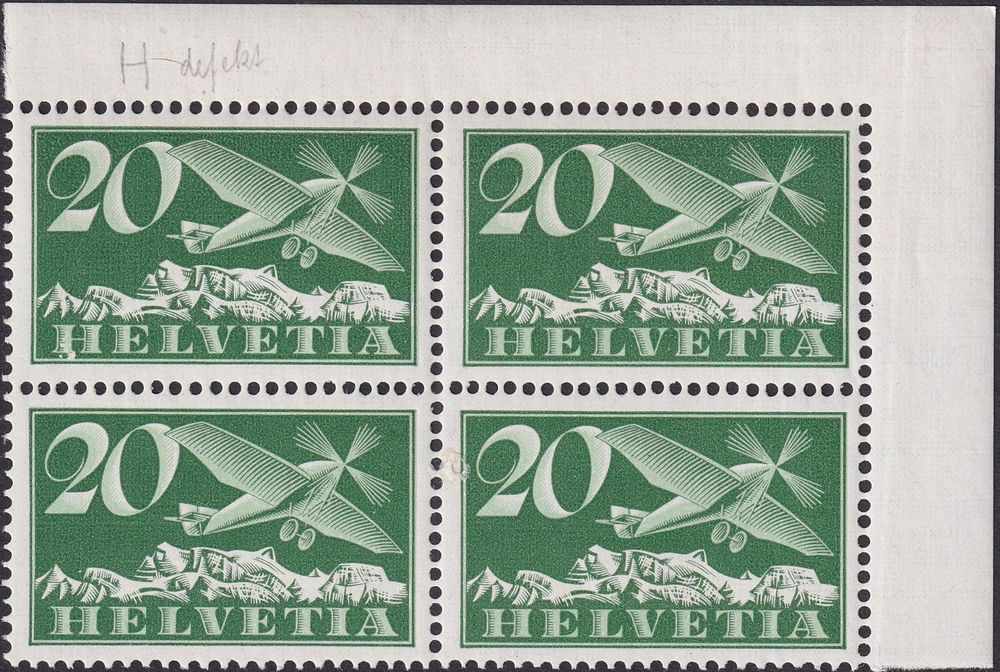 1937, F4z Viererblock postfrisch ** mit Eck-Tabs. (Gebraucht) in Sursee ...