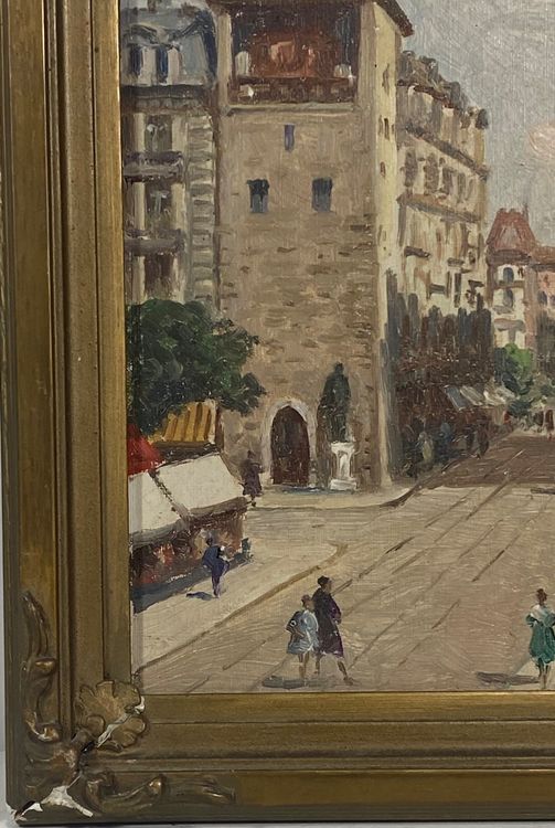 Interessante Strassenszene Gemälde unleserlich Signiert | Kaufen auf Ricardo