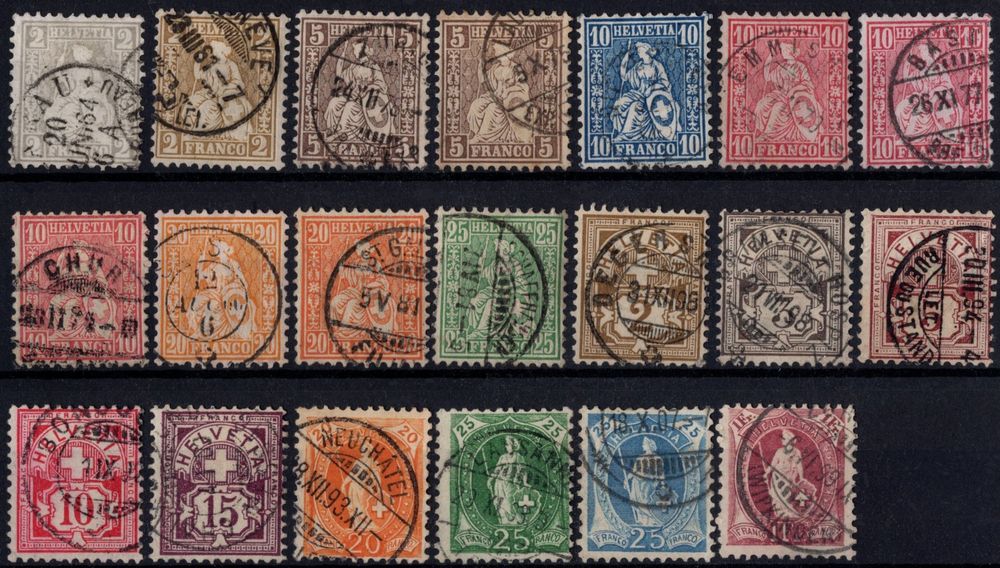 Sitzende + Stehende Helvtia + Wertziffer Lot auf Steckkarte | Kaufen ...