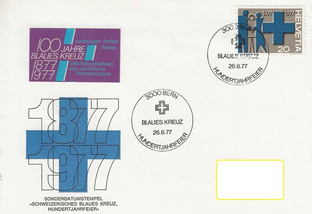 3000 Bern - Blaues Kreuz - 26.06.77 (Neu (gemäss Beschreibung)) in rolle für CHF 1.2 – mit ...