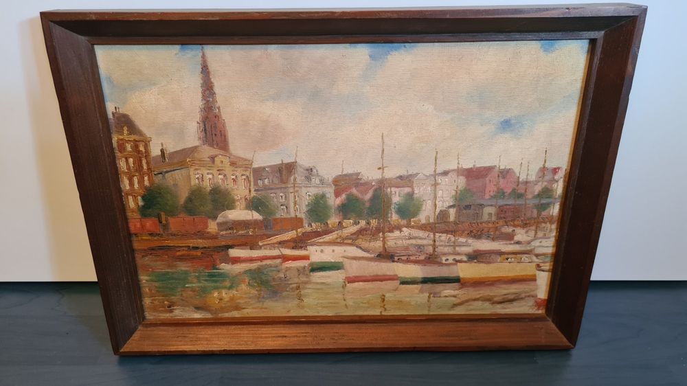 Ölgemälde auf Leinwand im Holzrahmen - Bremerhaven Signatur | Kaufen ...