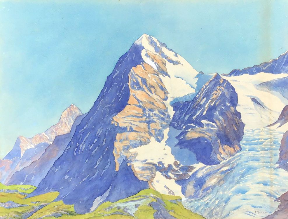 Alte Aquarell Berglandschaft „Eiger" | Kaufen auf Ricardo